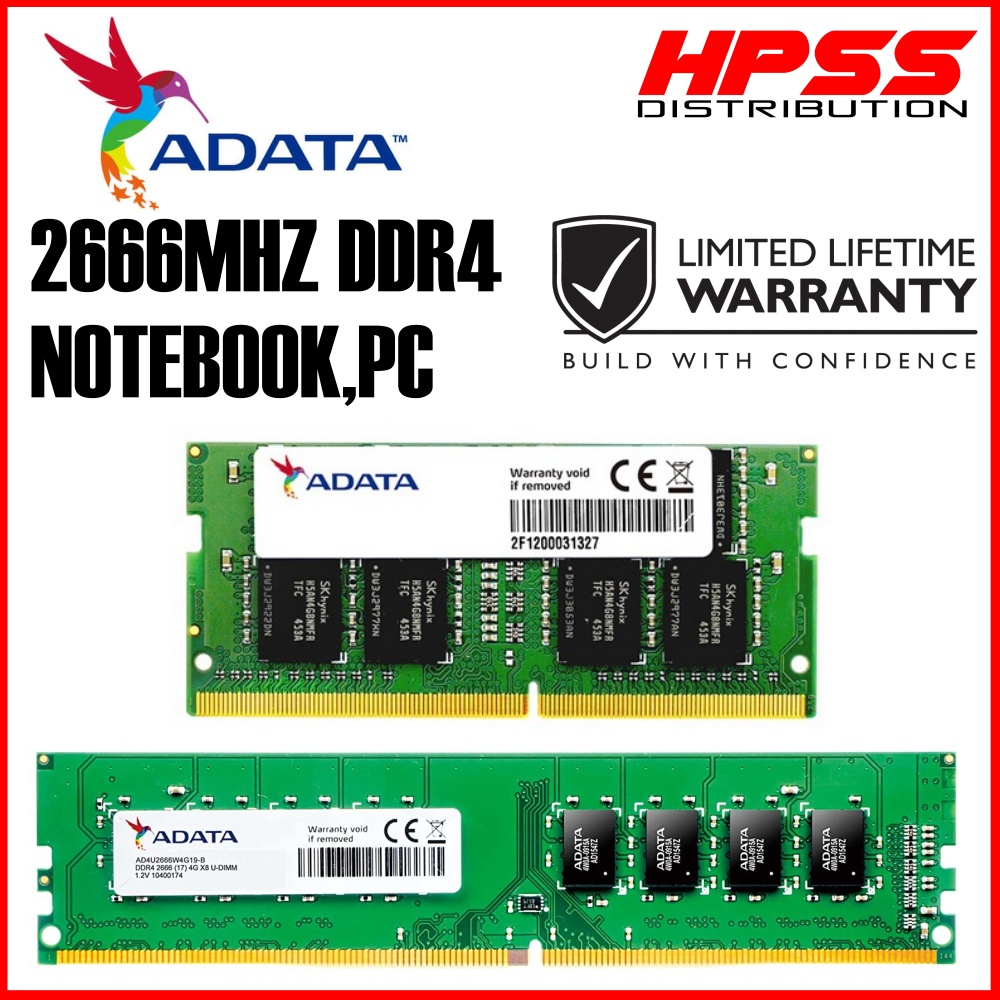 ADATA RAM 4GB / 8GB DDR4 2666MHz RAM SODIMM / LODIMM MEMORY NOTEBOOK ...
