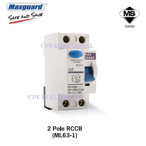 MAXGUARD 25A 2P ELCB RCCB 10mA SIRIM APPROVE | Shopee Malaysia