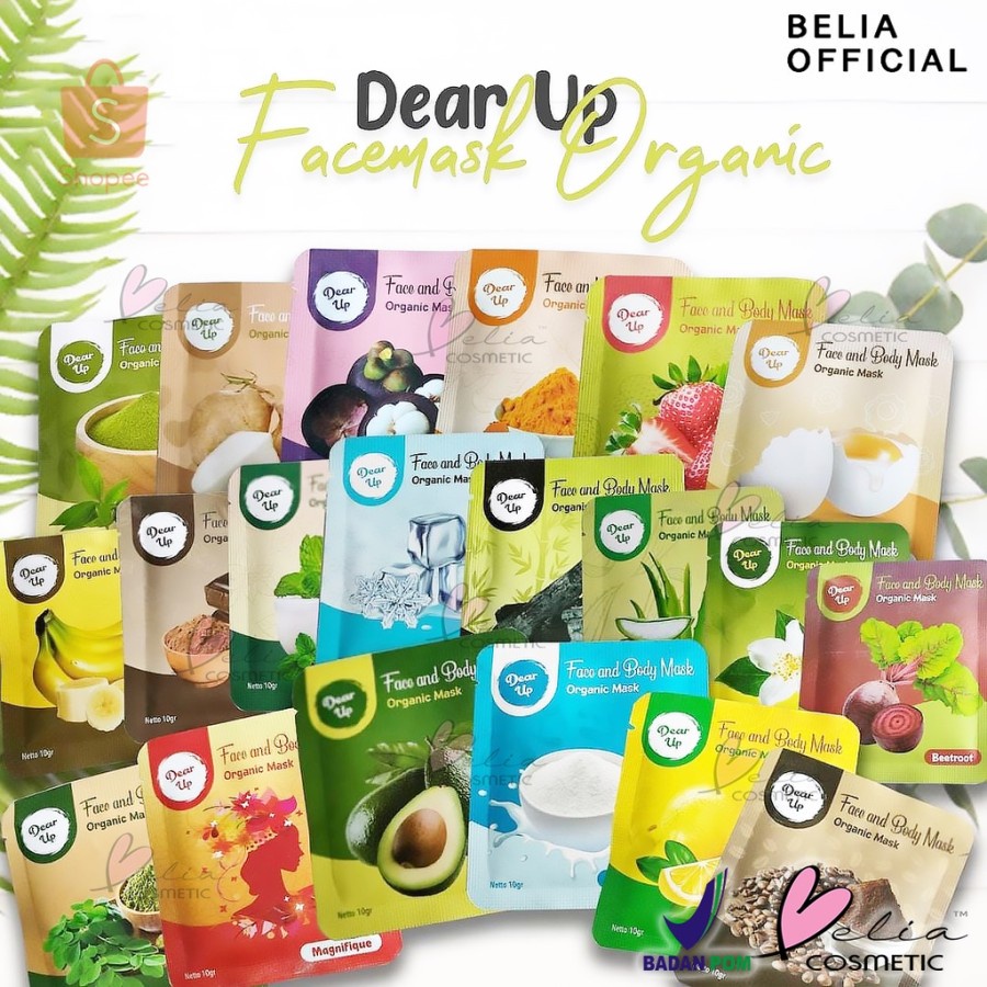 Original BPOM Dear Up Face and Body Mask Wash Off Organic Powder 10GR ...