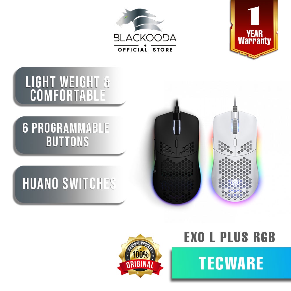 Tecware EXO L Plus RGB Gaming Mouse Black | White | Shopee Malaysia