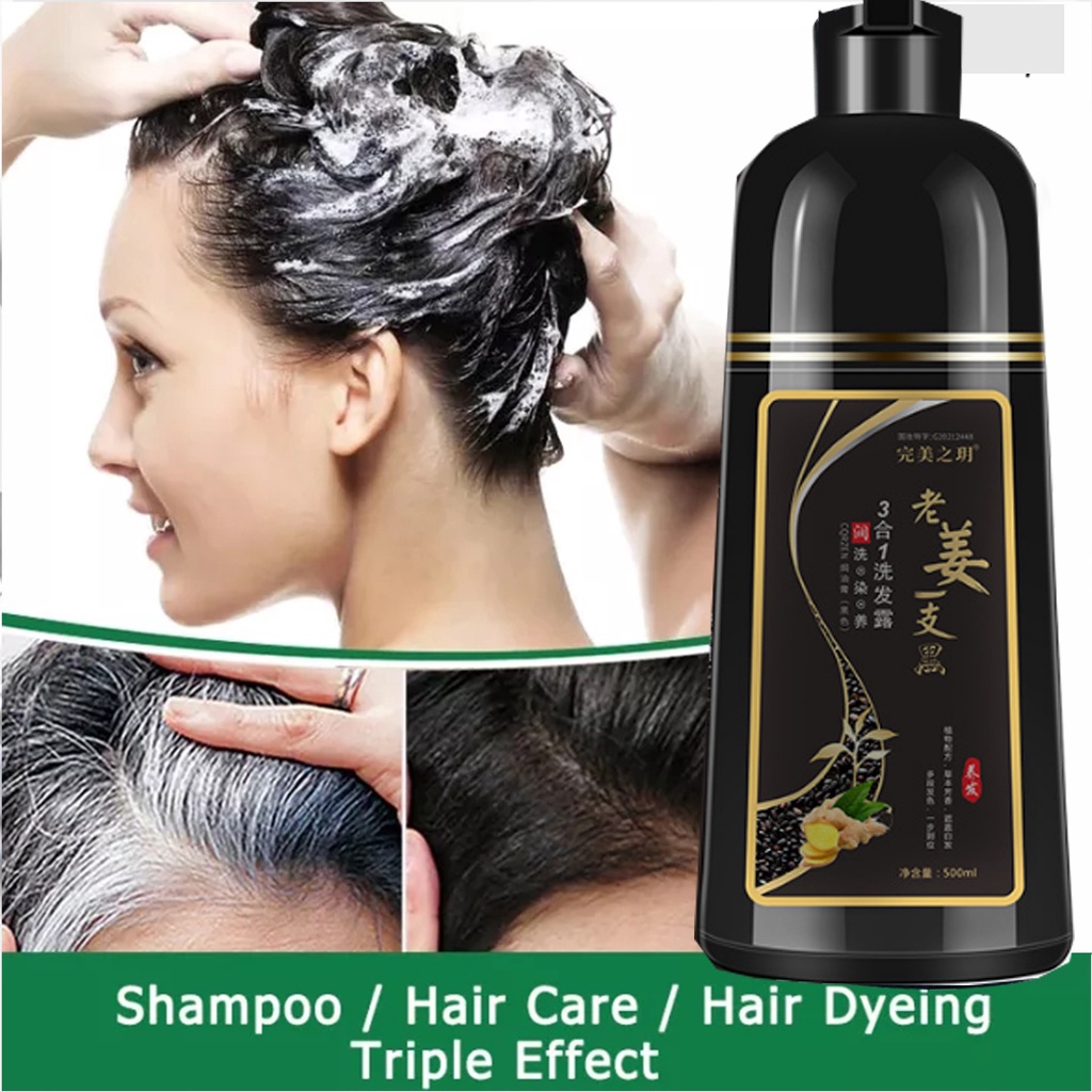 500ML Black Hair Shampoo Natural Blackening Hair Dye Shampoo ...