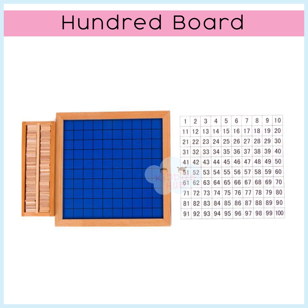 MONTESSORI Wooden Hundred Board with Base Card | Shopee Malaysia