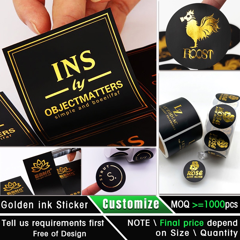 customized gold stamp sticker waterproof sticker vinyl golden sticker ...