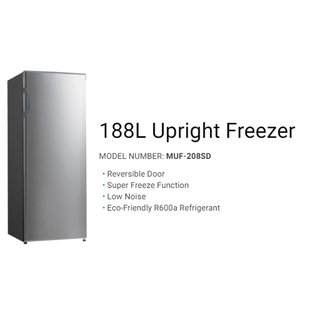 Midea MUF-208SD 188L Upright Freezer / Super Freezer Function / 5 ...