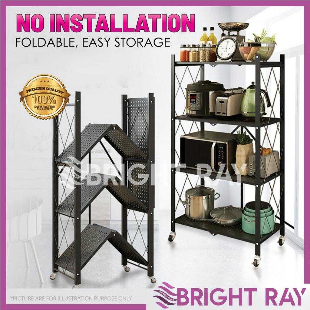3/ 4/ 5 Tier Metal Folding Rack No Installation Foldable Rack Large ...