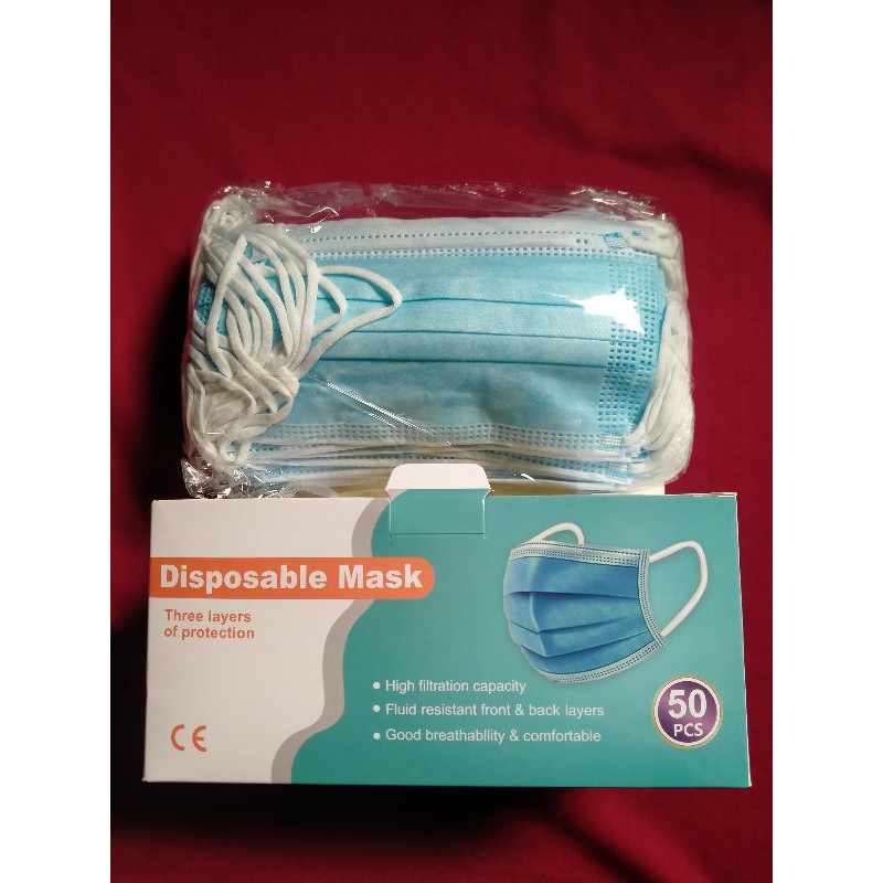 READY STOCK !! Disposible mask three layers of protection 50pcs Without ...