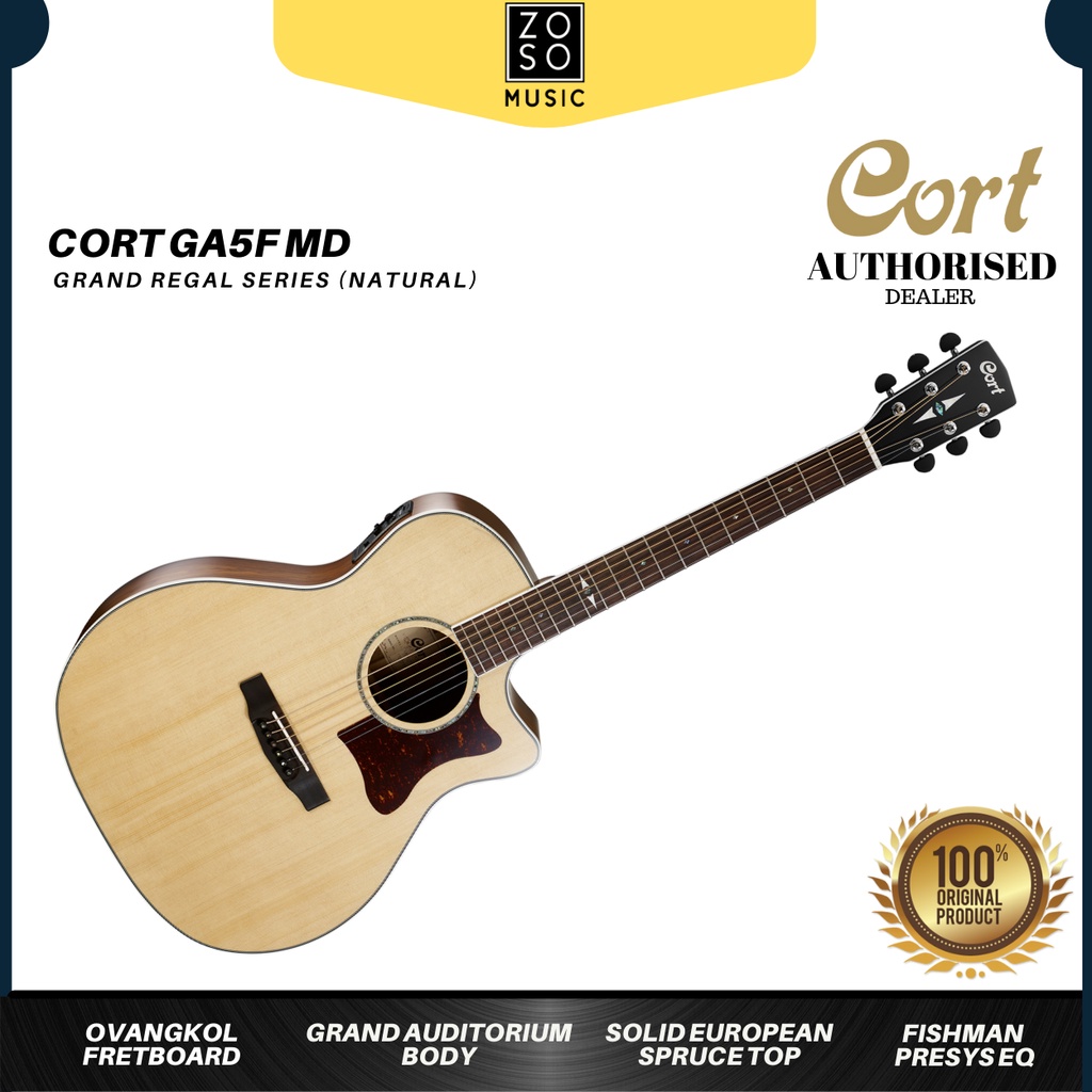 CORT GA5F-MD ACOUSTIC GUITAR AUDITORIUM CUTAWAY BODY W/ PICKUP (CORT ...