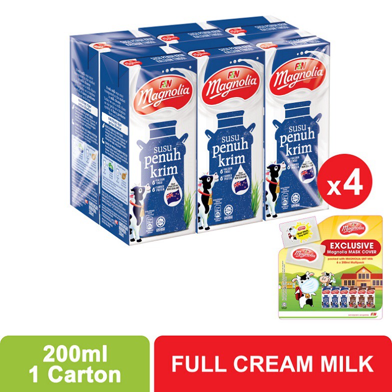 F&N Magnolia UHT Full Cream Milk 200ML x 24 | Shopee Malaysia