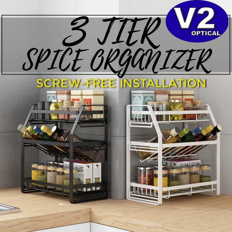 Seasoning Rack Shelf 3 Tier Spice Racks Kitchen Rack Screw Free ...