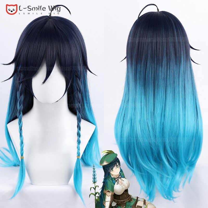 Misscoo Game Genshin Impact Cosplay Venti Wig Female 65cm Long Hair ...