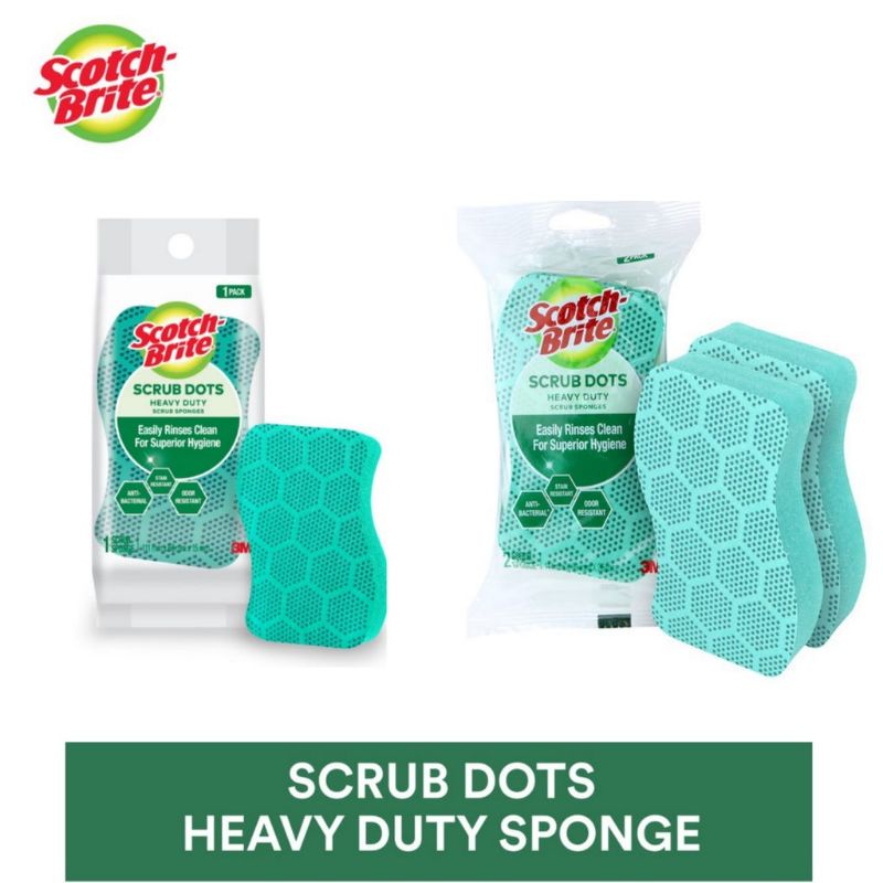 3M Scotch Brite Heavy Duty Green Scrub Dots Antibacterial Scrub Sponge ...