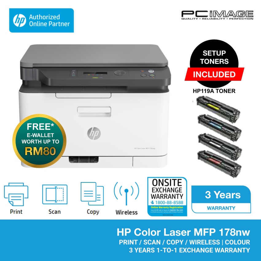 HP Color Laser MFP 178NW Laser Printer Toner Included 4ZB96A | Shopee Malaysia
