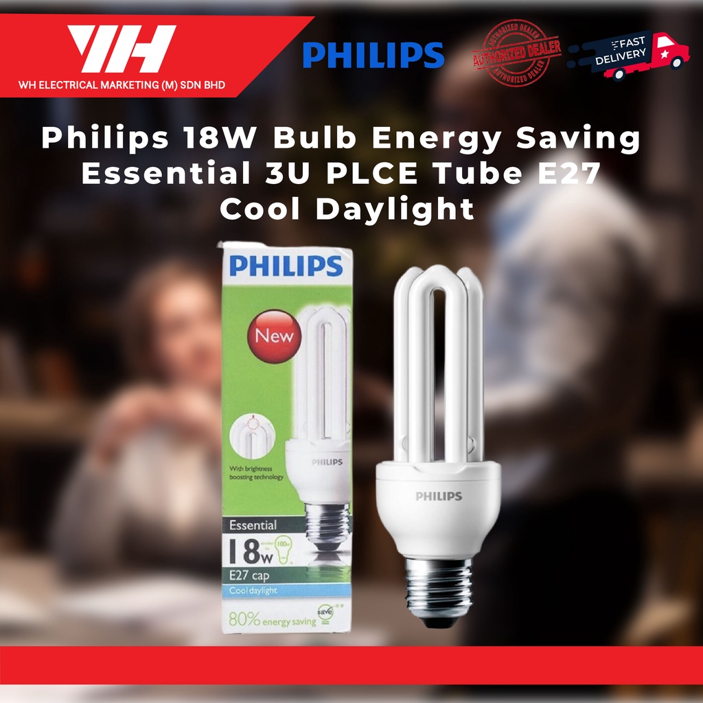 Philips 18W Bulb Energy Saving Essential 3U PLCE Tube E27 Cool Daylight || Light Bulb - Mentol ...