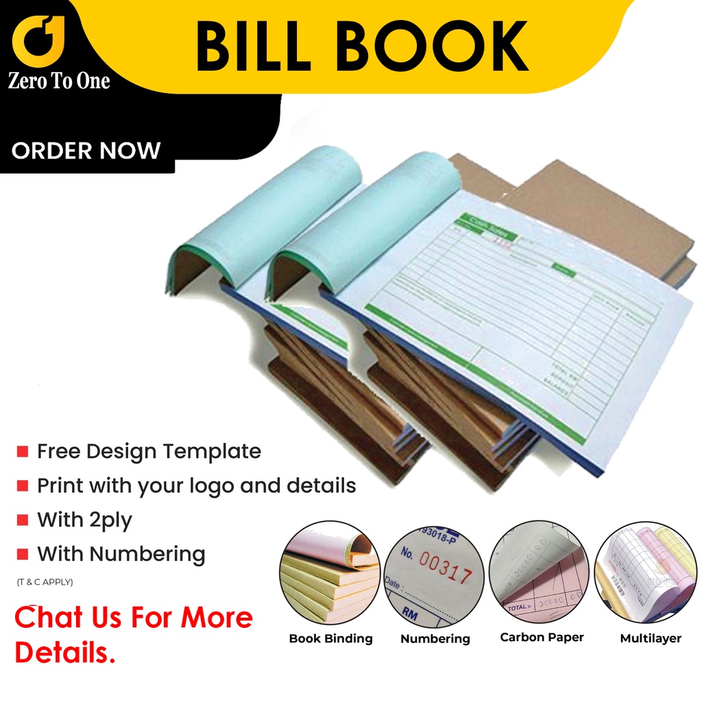 Custom BILL BOOK A4 / A5 | (2ply, 3ply NCR) Customized Company Bill ...