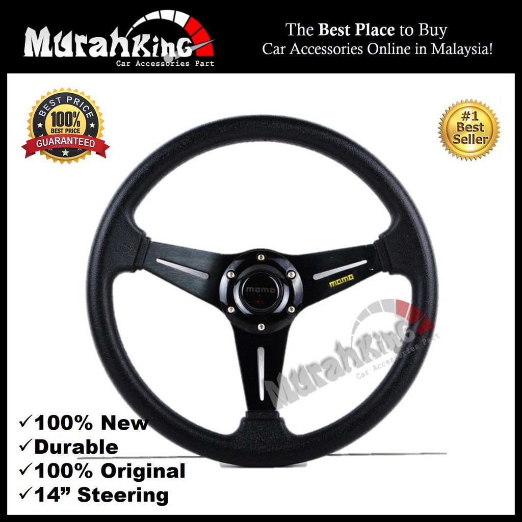 MOMO 14 Inch PU Steering Wheel Car Steering Wheel (Black Color ...
