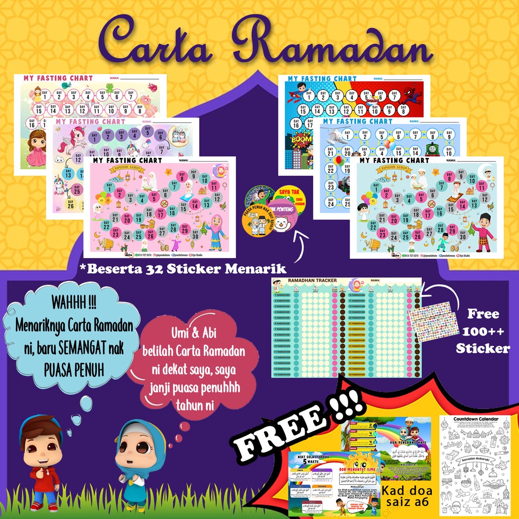 (Ready Stock) My Ramadhan Chart with Sticker - Misi Berpuasa Penuh 30 ...