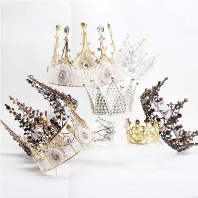 Crown Cake Topper / Mahkota Hiasan Kek/生日蛋糕皇冠装饰公主小女孩珍珠皇冠女王王冠复古韩式网红摆件 ...
