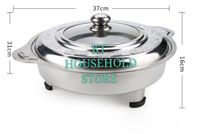 Bekas Lauk 6 set 31cm round buffet set with glass cover / bekas lauk ...