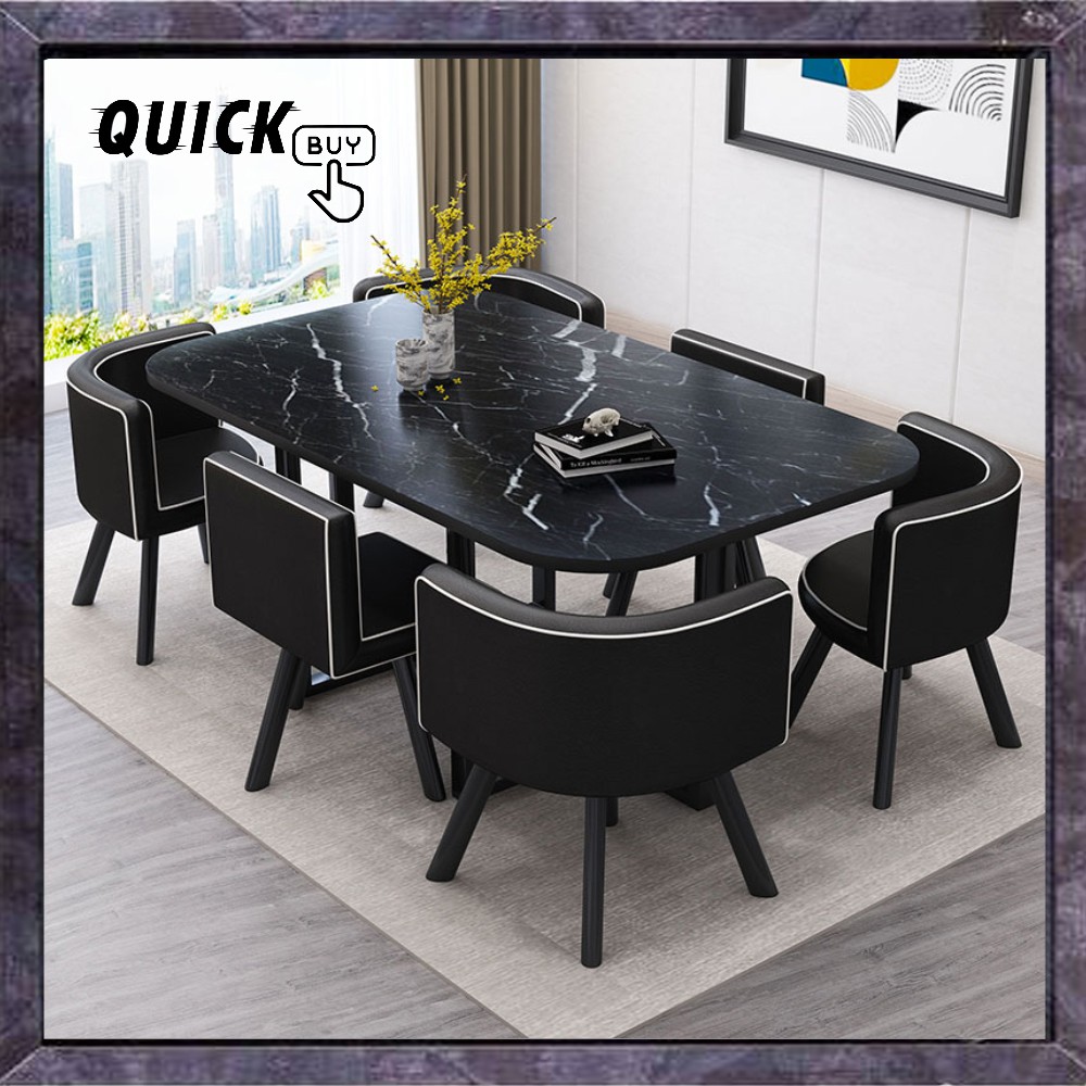QuickBuy HP013 6 Seater Modern Dining Set with Dining Table with 6 ...