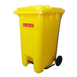 LEADER 120Litres Mobile Garbage Bin with Wheel SOB120/ Foot Pedal ...