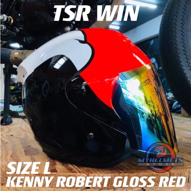 Tsr Helmet Win Kenny Robert Glossy Red Openface Replica Arai L | Shopee ...