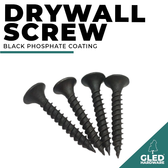 DRYWALL SKREW BLACK | WOOD SCREW | SKRU KAYU HITAM | PACK | Shopee Malaysia