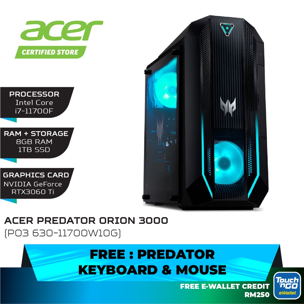 Acer Predator Orion 3000 PO3 630-11700W10G Gaming Desktop PC ( I7 ...