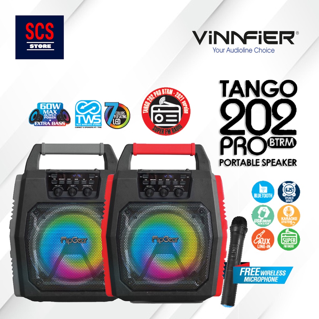 VINNFIER FlipGear Tango 202 Pro Bluetooth TWS Portable Speaker Karaoke system With Wireless ...