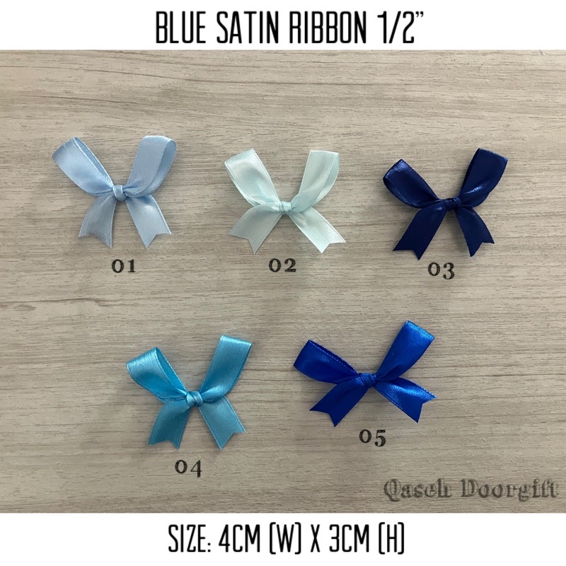 Satin Ribbon Ready Made - Blue (50pcs) | Shopee Malaysia