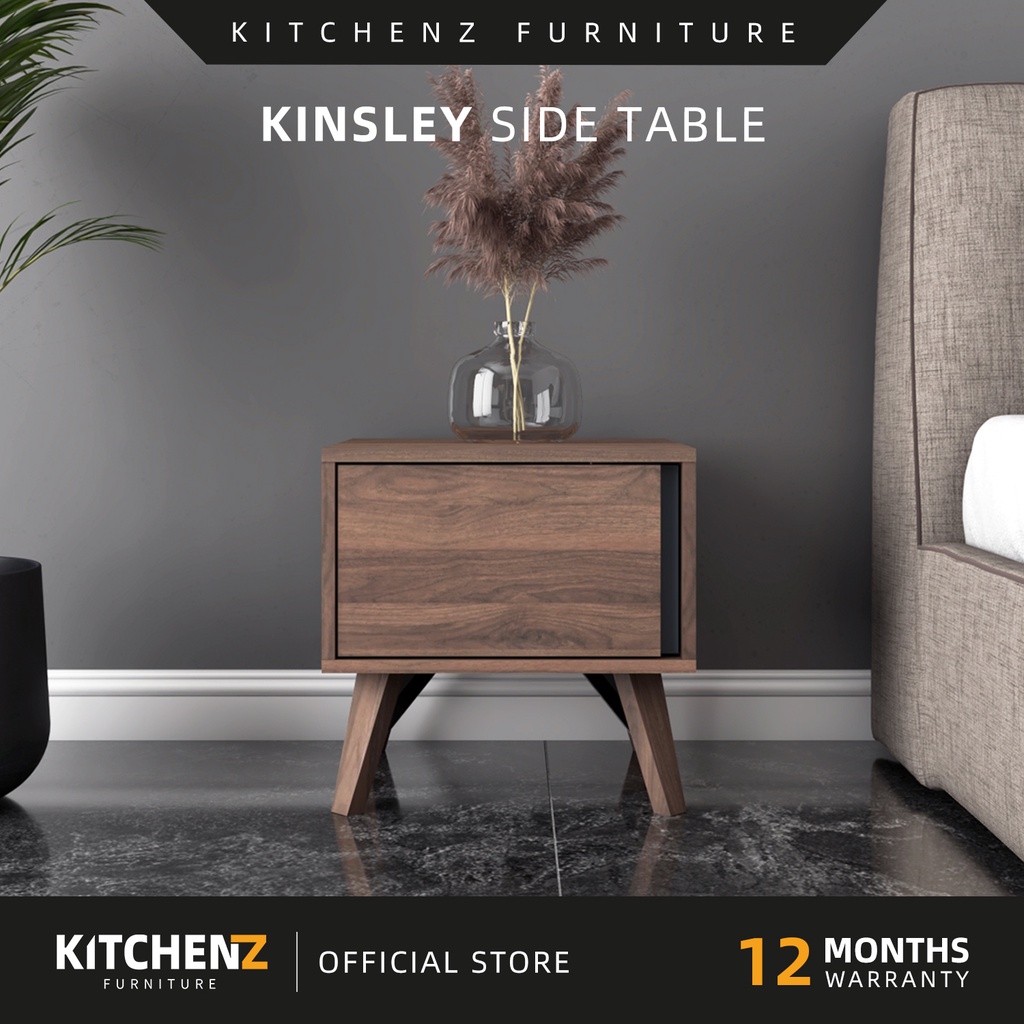 KitchenZ Kinsley Series 1.47FT Side Table Bedroom 1 Door Storage ...