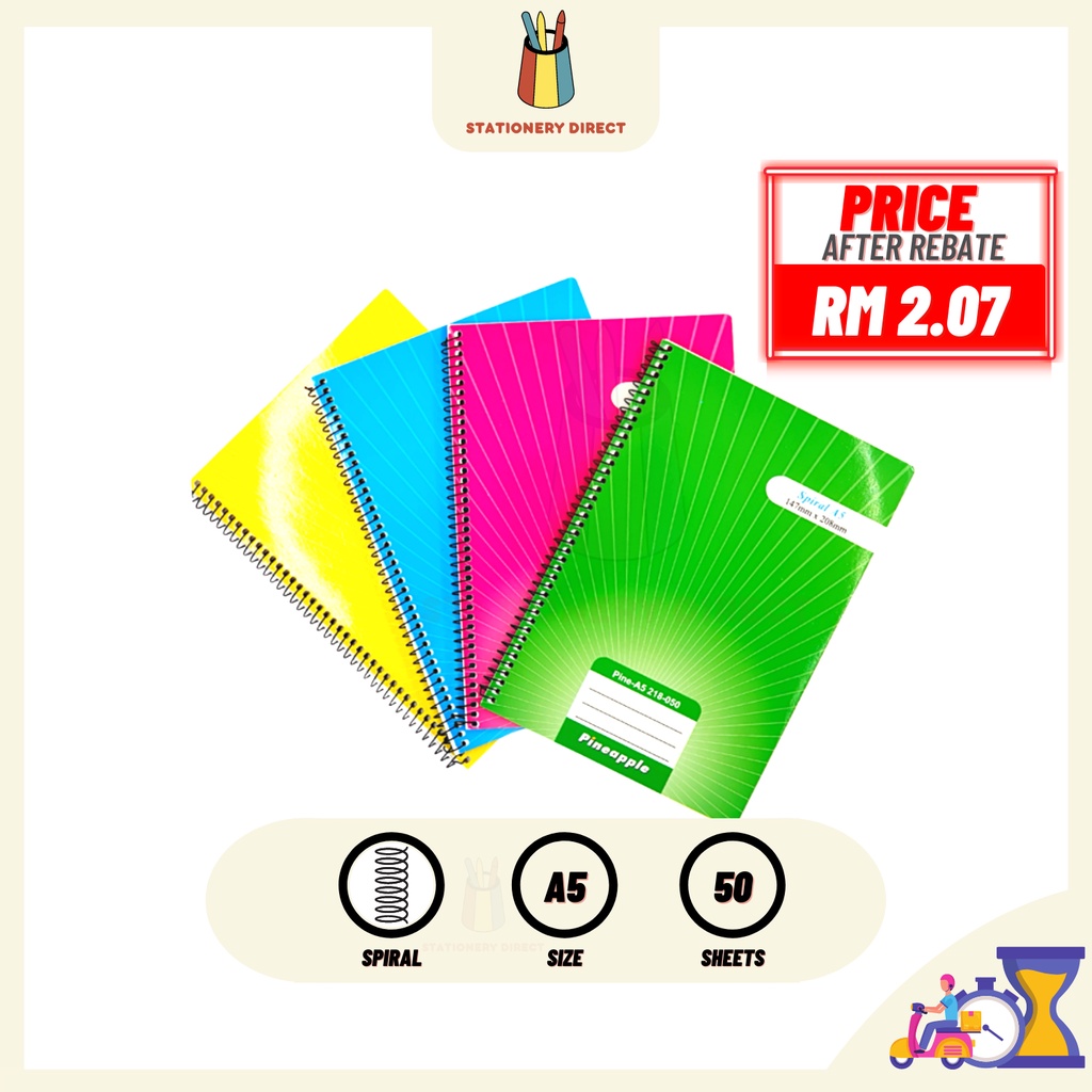 Pineapple Spiral Book / Note Book/ Spiral A5 (60gsm | 50 sheets ...
