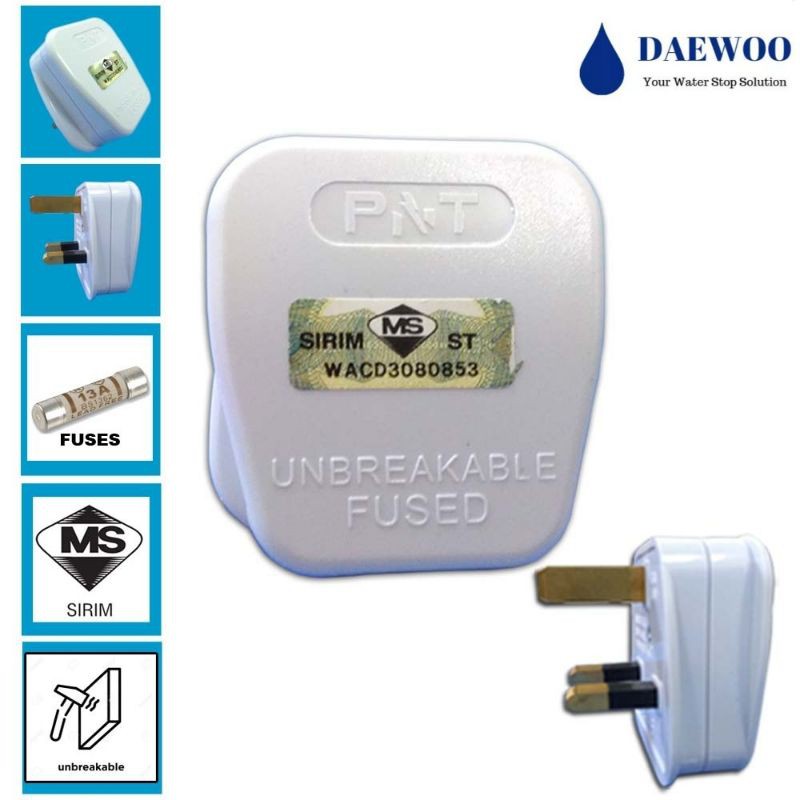 13Amp 3 Pin Plug Top Unbreakable Fused (Ori With Sirim) | Shopee Malaysia