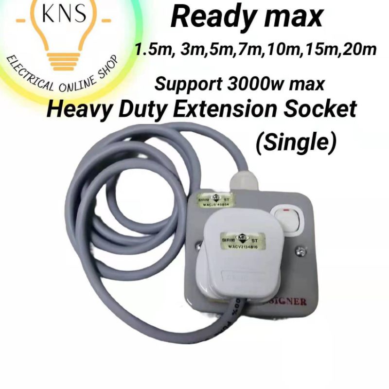 HEAVY DUTY EXTENSION WIRE METAL CLAD SINGLE TRAILING SOCKET | Shopee ...