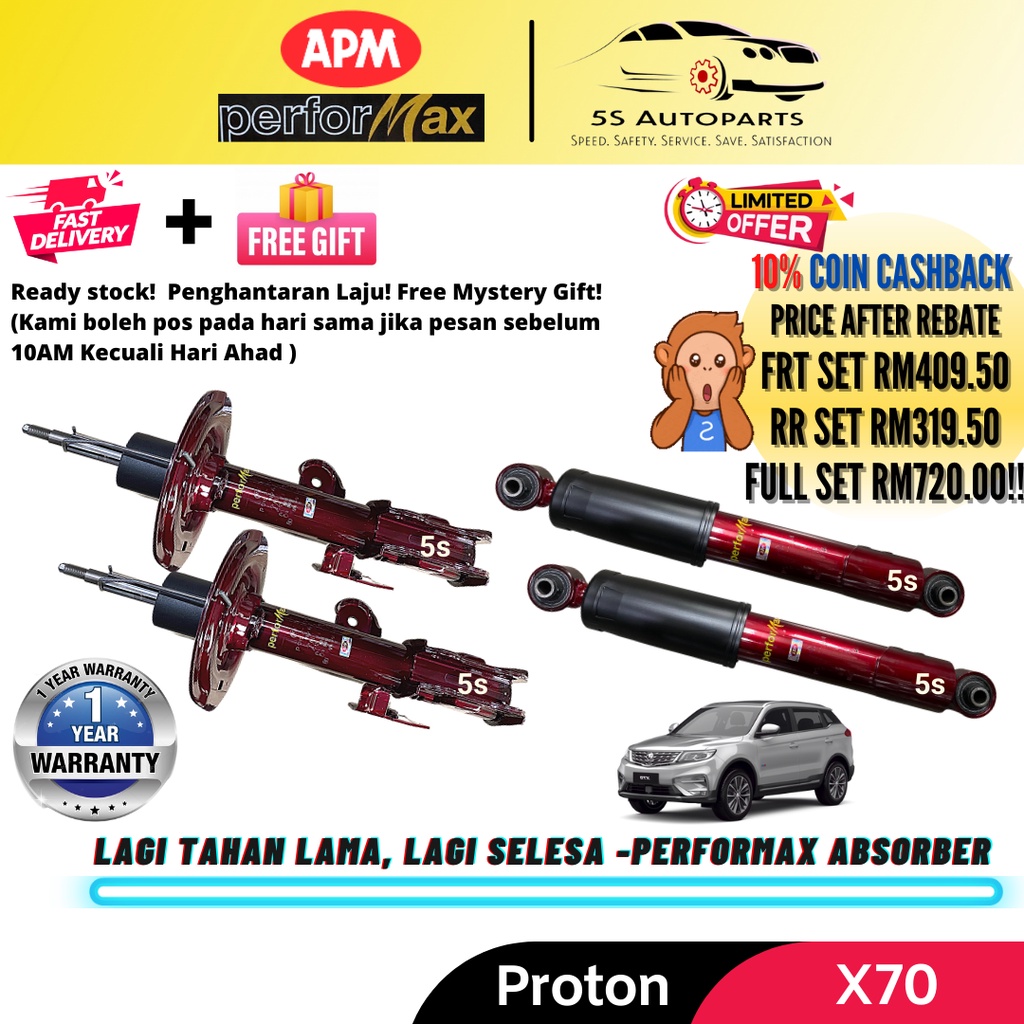APM Performax Proton X70 Front / Rear Heavy Duty Sport Absorber Set ...
