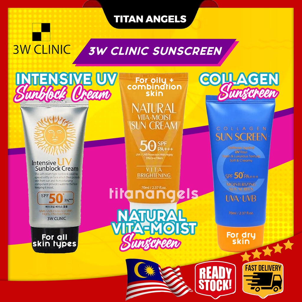 Sunscreen 3W Clinic original Sunblock Cream Sunscreen Suncream SPF50 ...