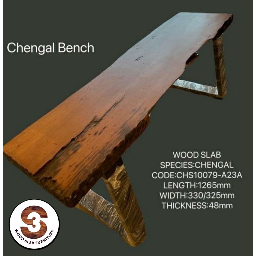 Solid Wood Bench - Chengal Rustic Bench | Shopee Malaysia