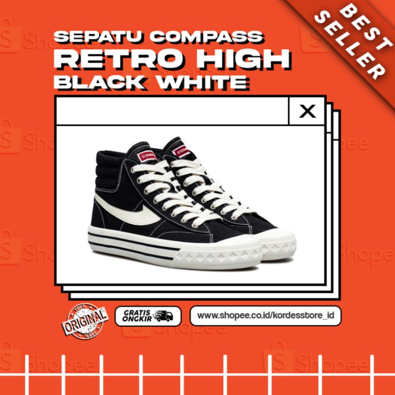 Compass Retro HIGH BLACK WHITE | Shopee Malaysia