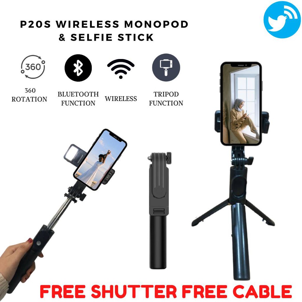 360° Rotate 3 In 1 Bluetooth Live Selfie Stick Monopod Tripod Remote