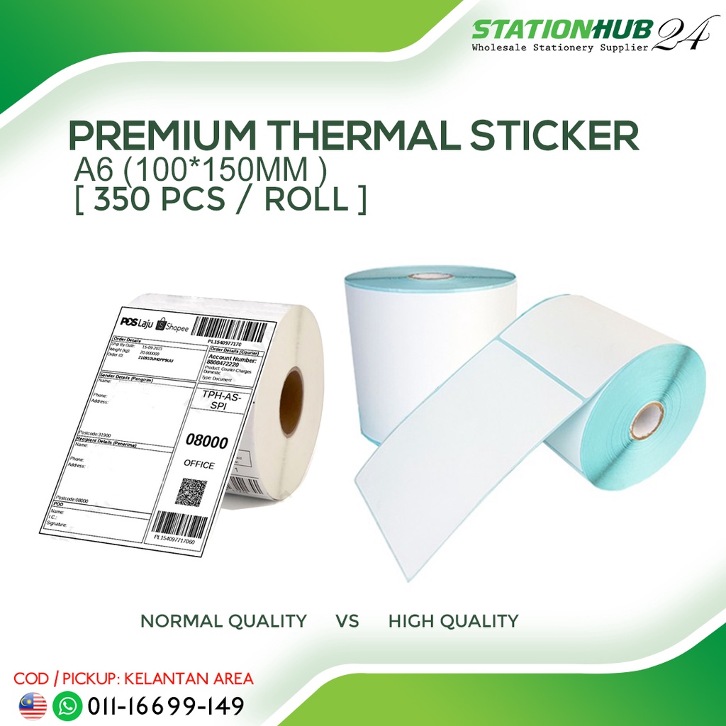 A6 Thermal Sticker Thermal Paper Shopee Waybill Shipping Label ...