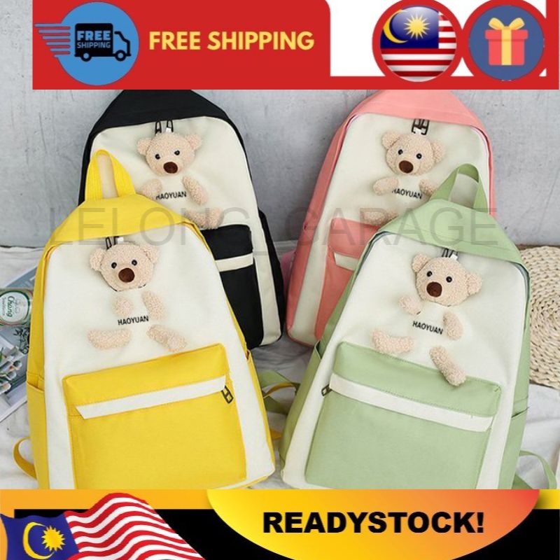Beg Sekolah/ School Student Canvas Backpack Cute Teddy Bear/beg sekolah ...