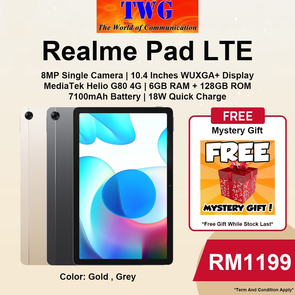 Realme Pad LTE 6GB RAM + 128GB ROM 1 Year Realme Warranty | Shopee Malaysia