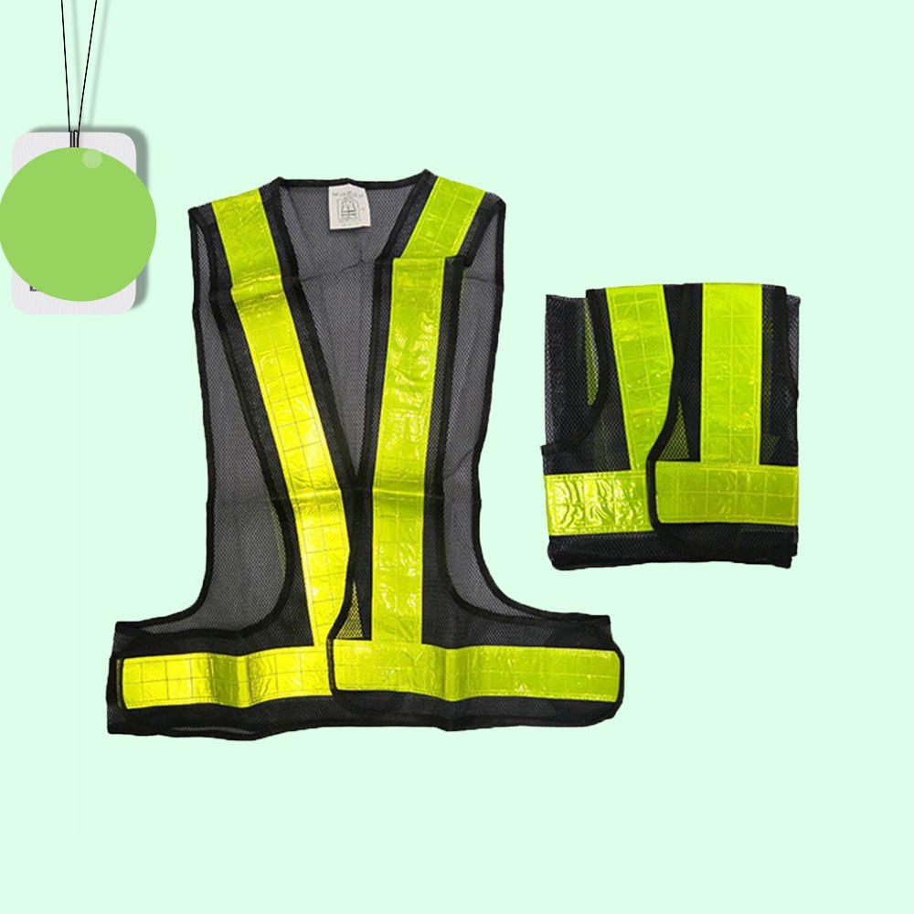 Reflective Safety Vest with V-Shape Reflective Strip and Black Fabric ...