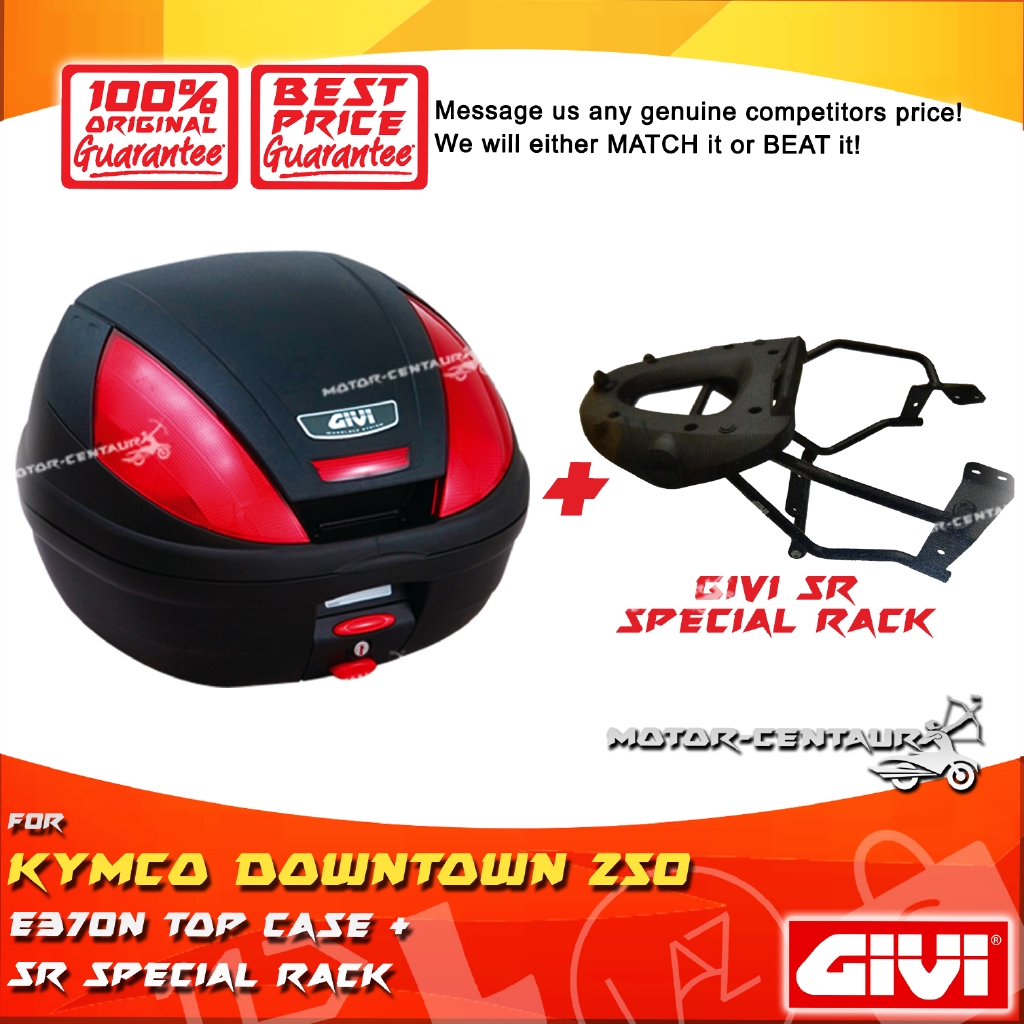 SET KOMBO KOTAK/BOX GIVI E370 E370N TOP CASE + KYMCO DOWNTOWN 250 SRV SPECIAL RACK | Shopee Malaysia