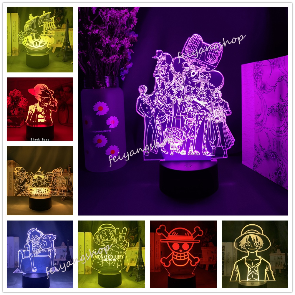 One Piece Night Light Luffy Ace Zoro Sanji 3D LED Night Light Colors ...