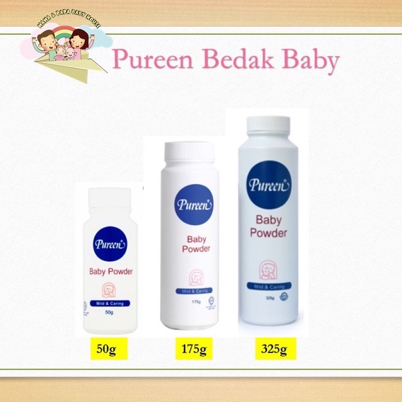 Pureen Bedak Baby Baby Powder (Mild and Caring) 50g/175g/325g | Shopee ...