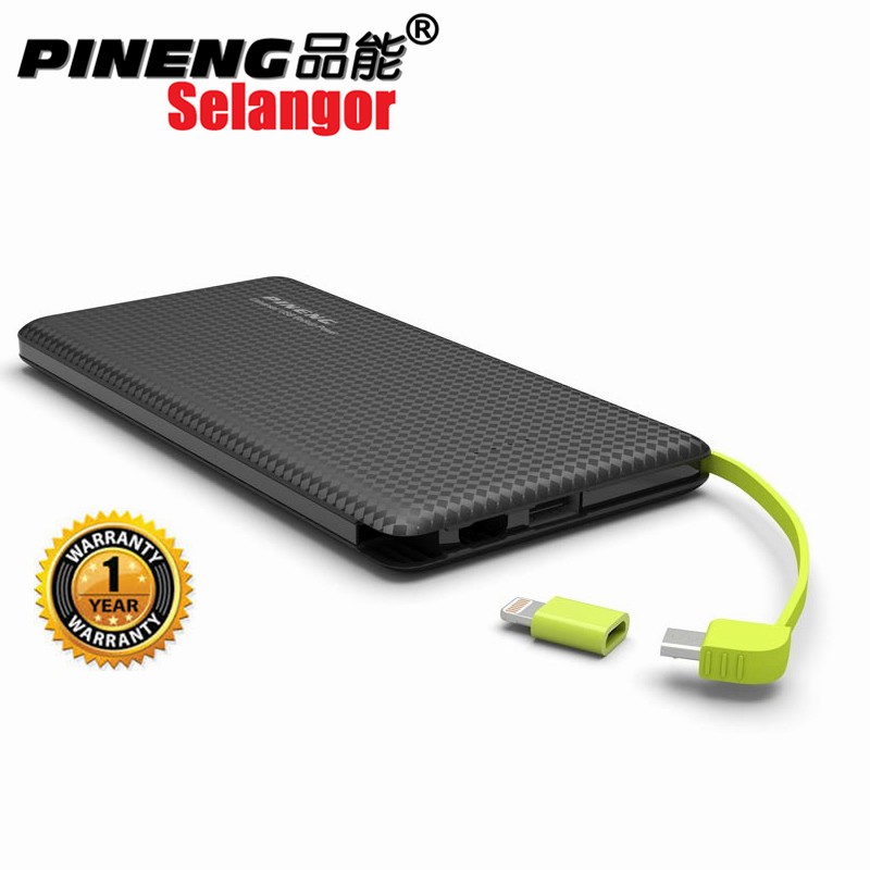 Pineng pn-951 ultra slim design power bank 10000mah - black | BeeCost