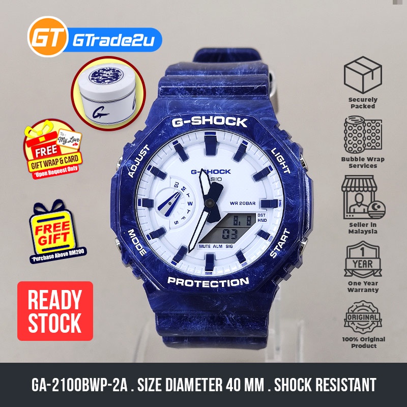 Original G Shock GA-2100BWP-2A Digital Tmj China Blue Porcelain Watch ...