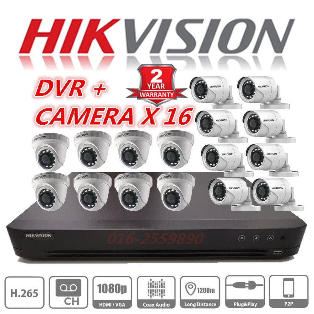 HIKVISION 16-CHANNEL 2MP CCTV Full HD 1080P 2.0MP DVR+Camera Package ...