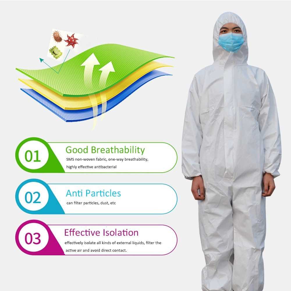 Disposable Protective Coverall Overalls Isolation Gown Safety Clothing ...