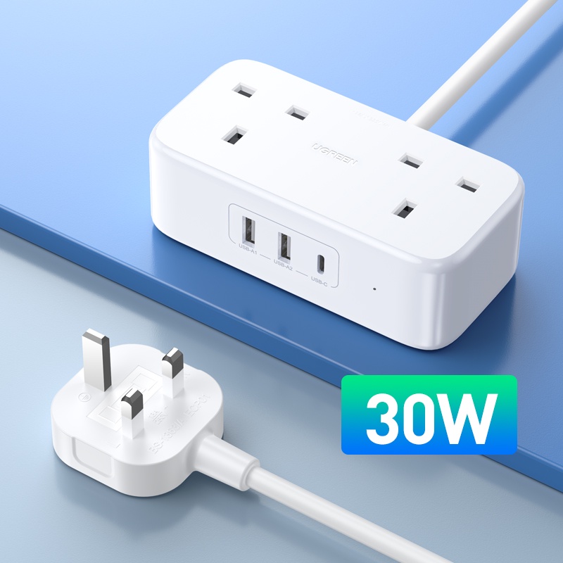 【UK Plug】UGREEN 30W Plug Extension 2A1C socket Smart Charging Magic Box ...